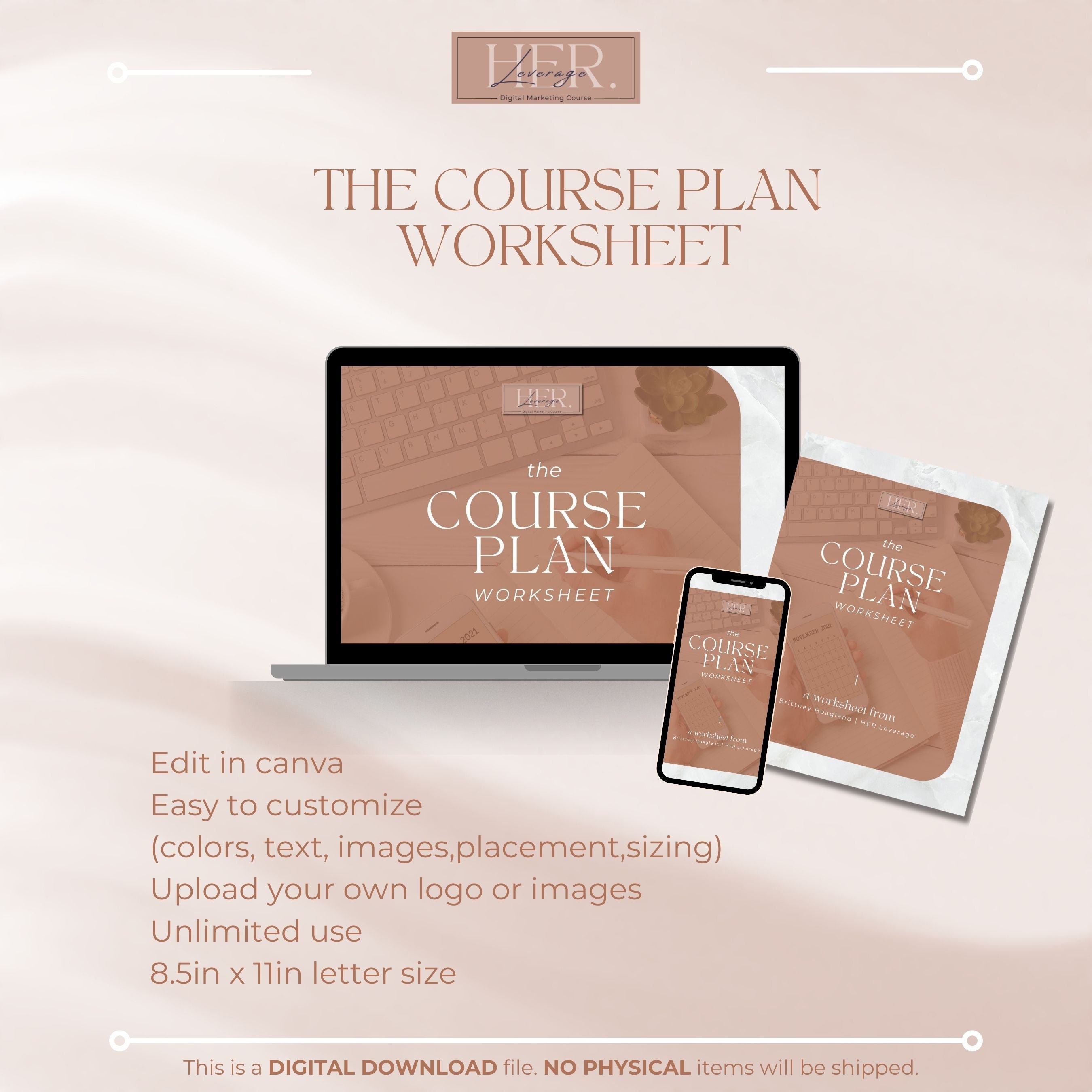 Course Plan Worksheet Canva Template Editable and Printable - Etsy