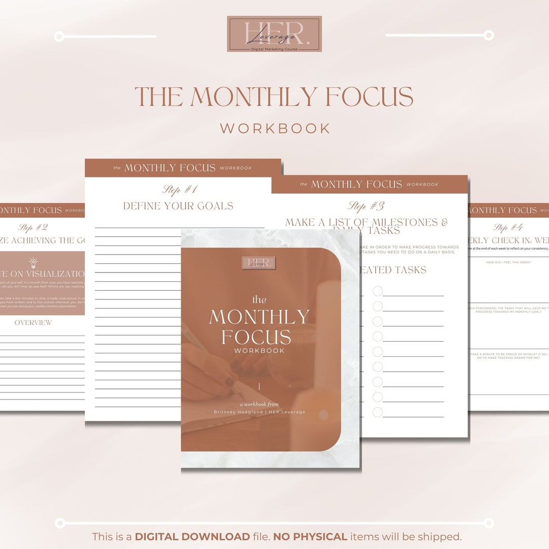 Monthly Focus Workbook Canva Template. Template Features Monthly Focus ...