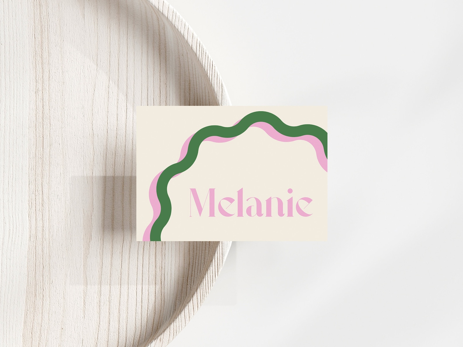 Wavy Border Pink Green Name Card Template Squiggly Border Seating Card ...
