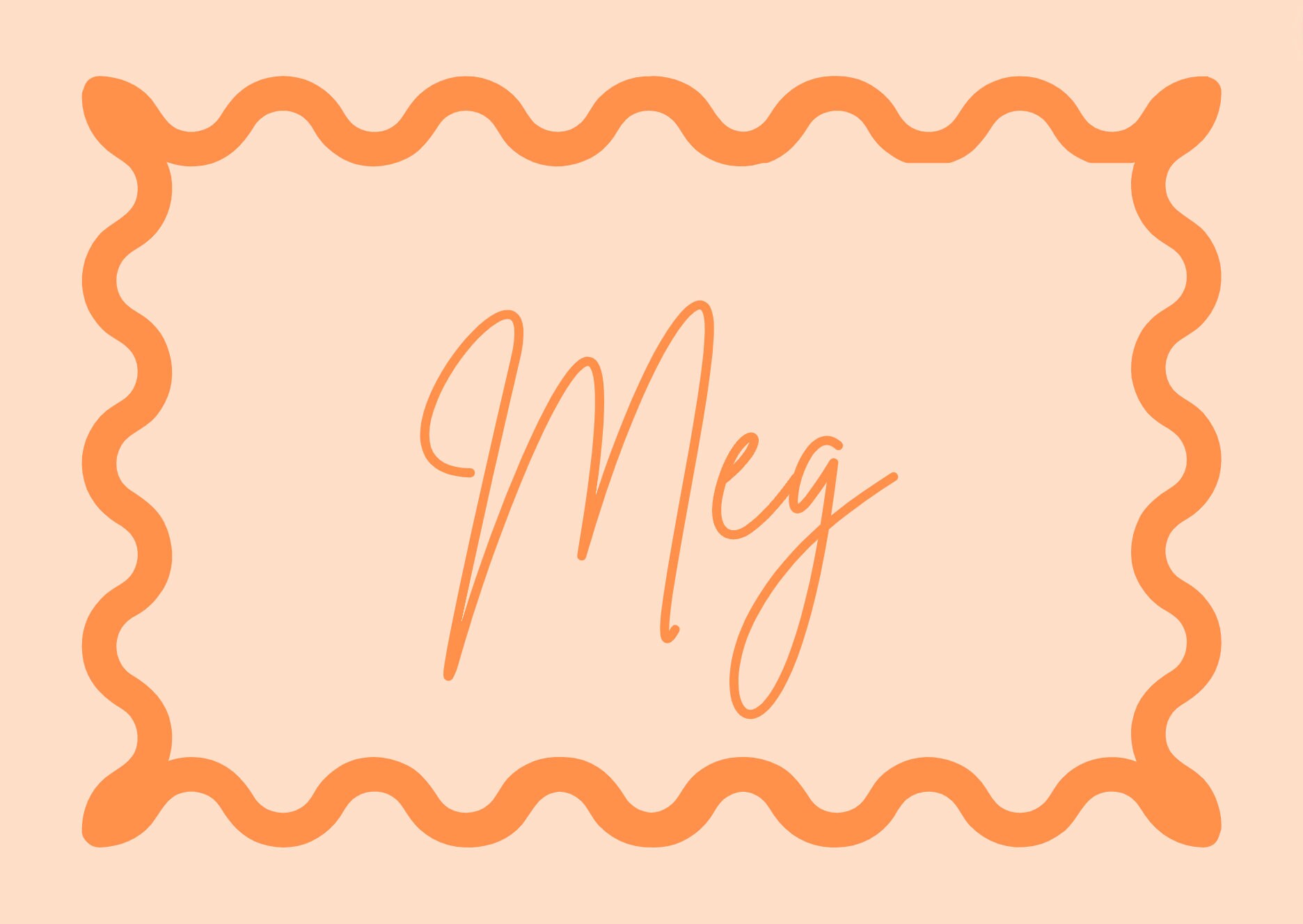 Wavy Border Orange Name Card Template Squiggly Border Seating Card ...