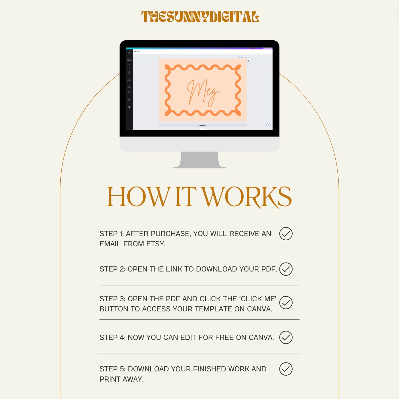 Wavy Border Orange Name Card Template Squiggly Border Seating Card ...