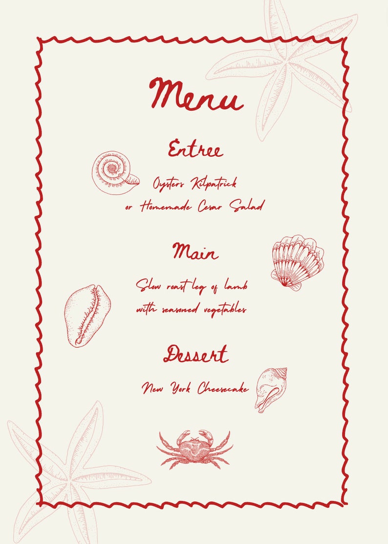 Wavy Border Menu Template Squiggly Border Menu Seafood Wave Menu ...