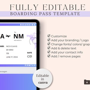 Boarding Pass Template | Editable Business Boarding Pass | Printable ...