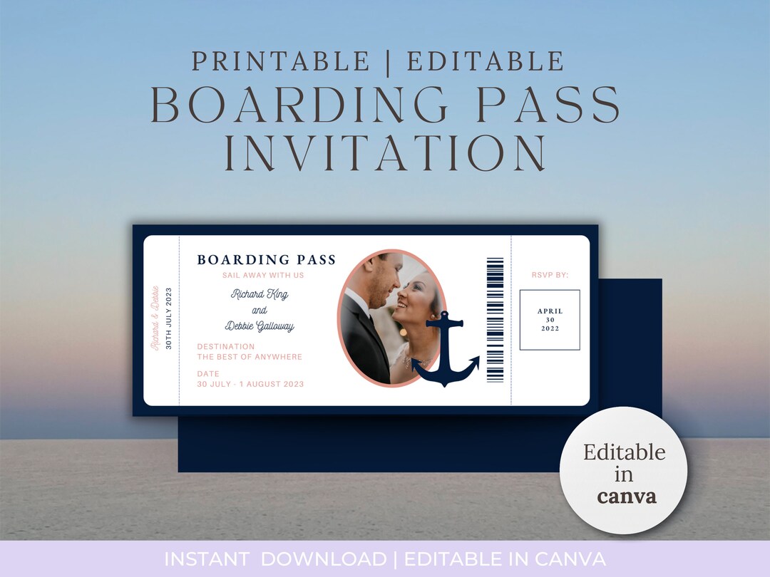 Boarding Pass Invite Editable Boarding Pass Template Destination ...