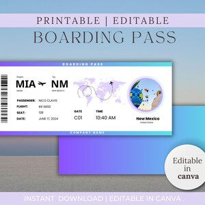 Boarding Pass Template | Editable Business Boarding Pass | Printable ...