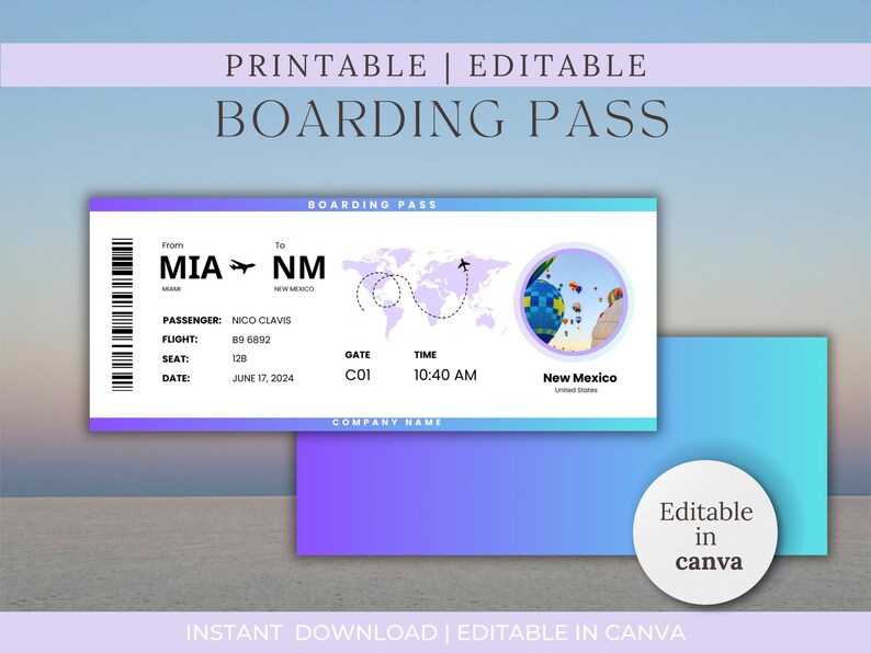 Boarding Pass Template | Editable Business Boarding Pass | Printable ...