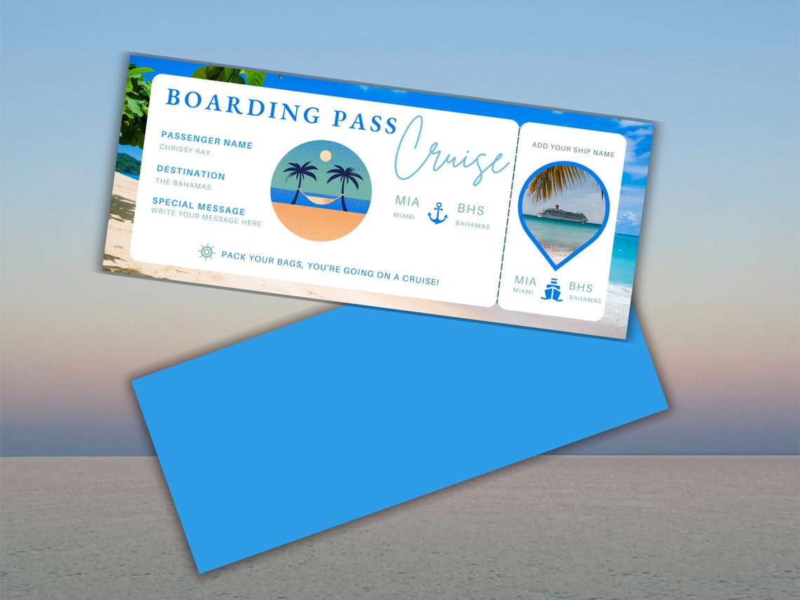 Cruise Boarding Pass Editable Template | Cruise Vacation Editable ...