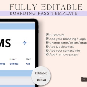 Boarding Pass Template With Editable QR Code | Editable Boarding Pass ...