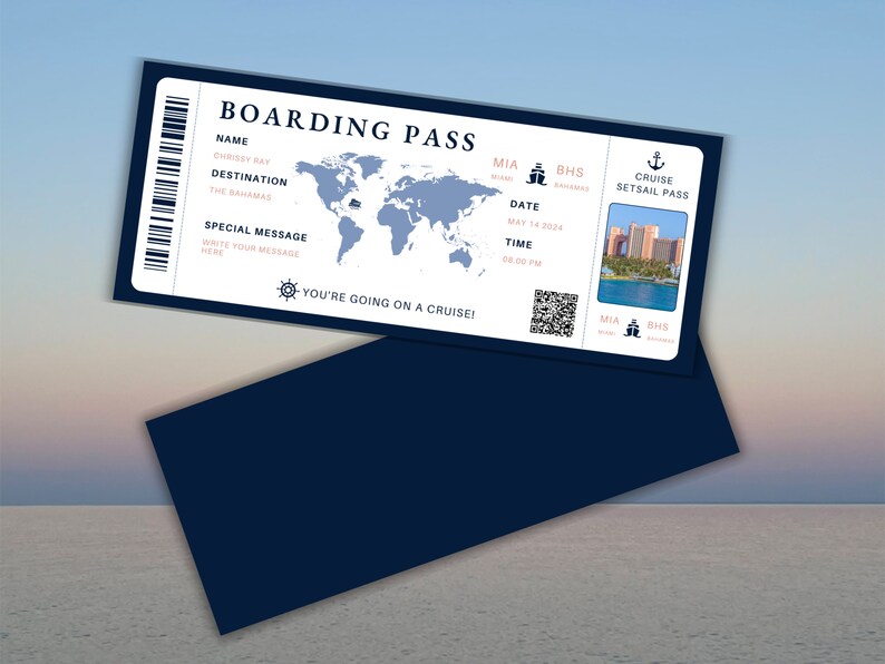 Cruise Boarding Pass Editable Template | Cruise Vacation Editable ...