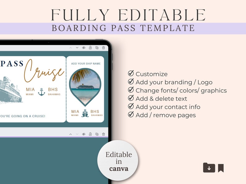 Editable Cruise Boarding Pass Template: Surprise Vacation Gift (canva ...