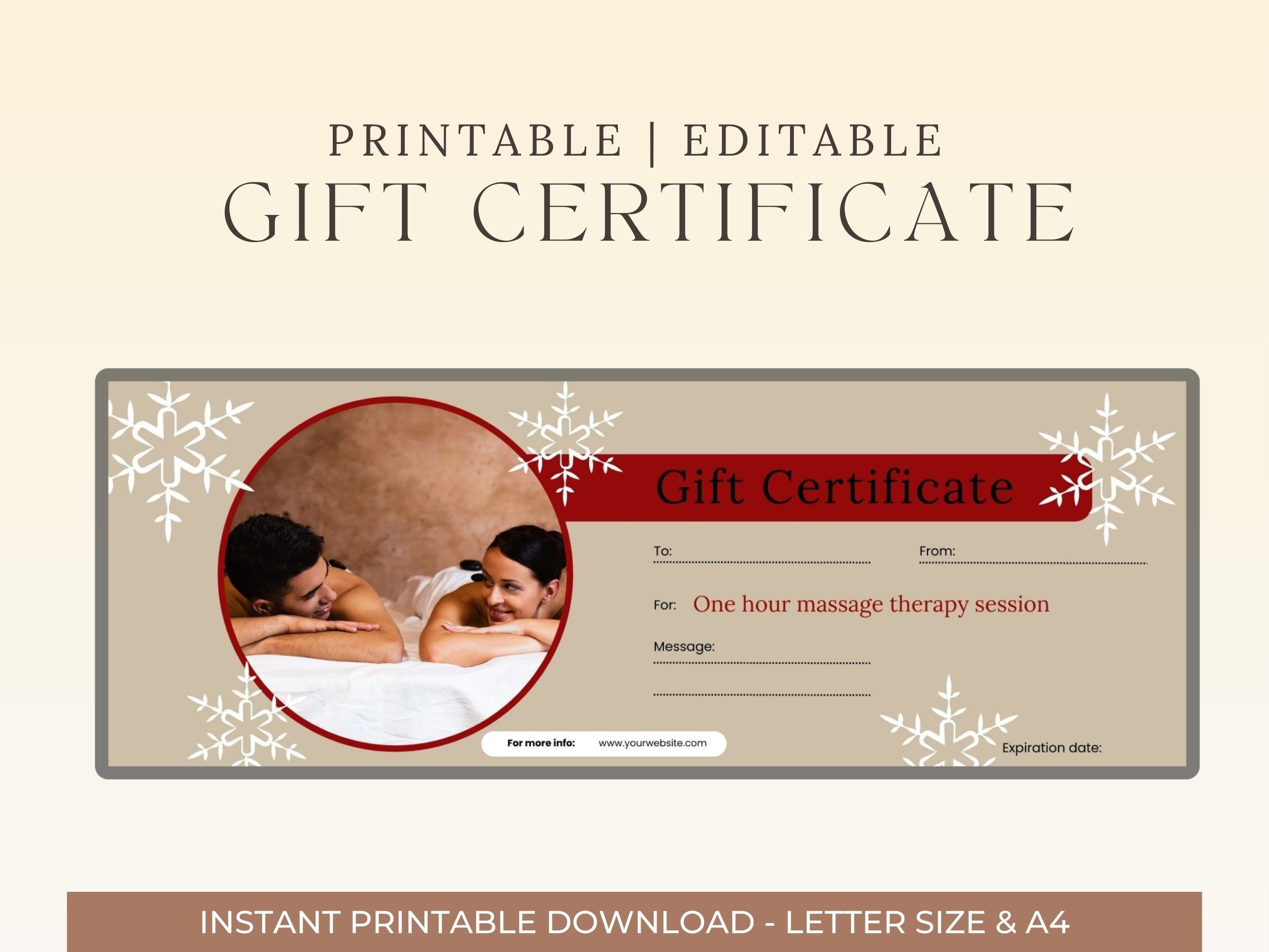 Editable Massage Gift Certificate | Massage Printable Gift Card | Spa ...