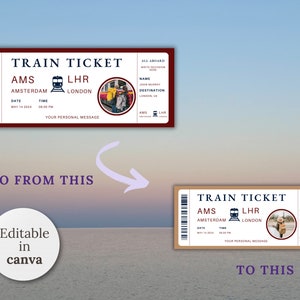Train Ticket Red | Boarding Pass Train Voucher | Personalise Gift ...