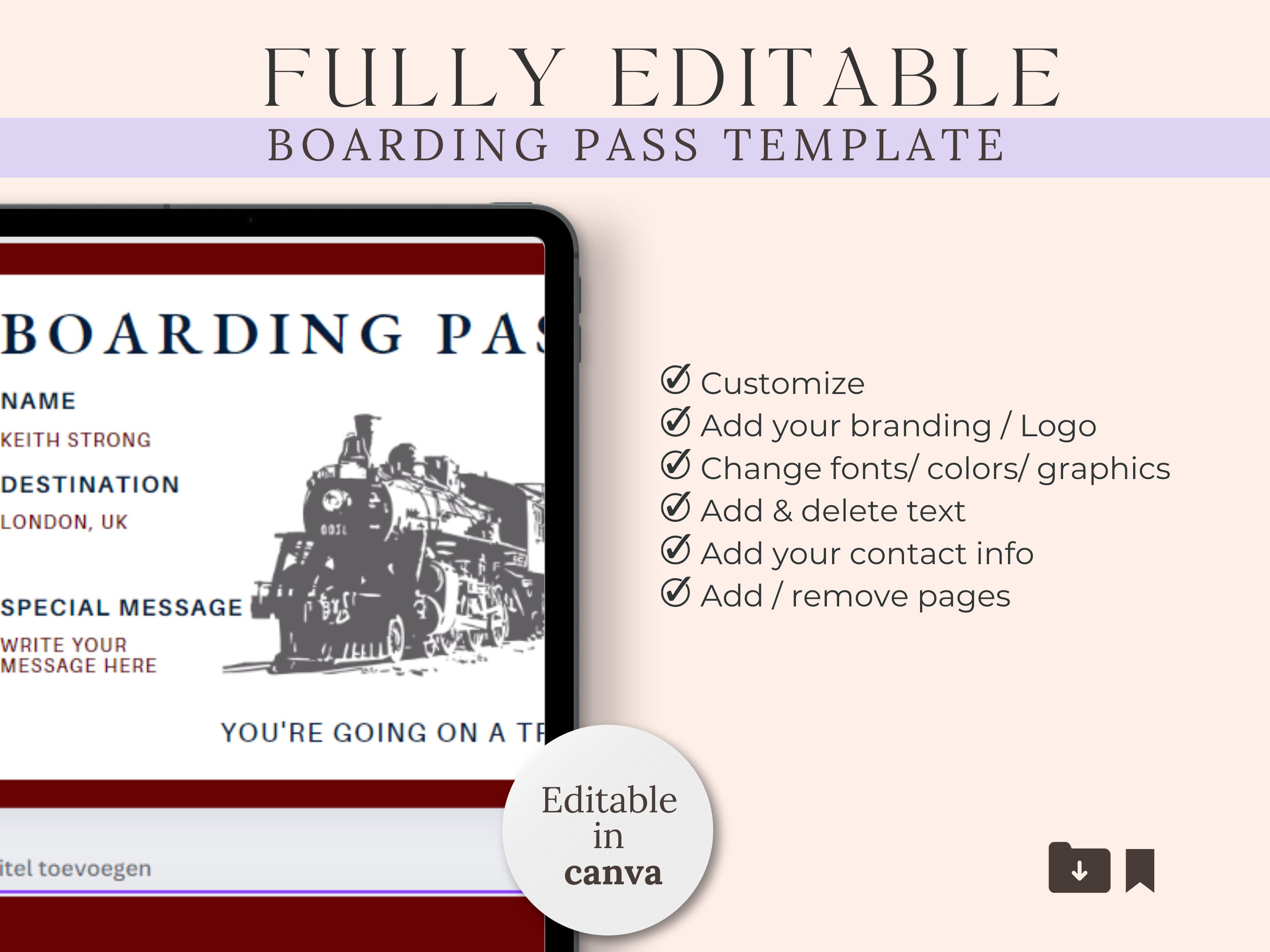 Boarding Pass Train Voucher | Personalise Gift Certificate Template ...