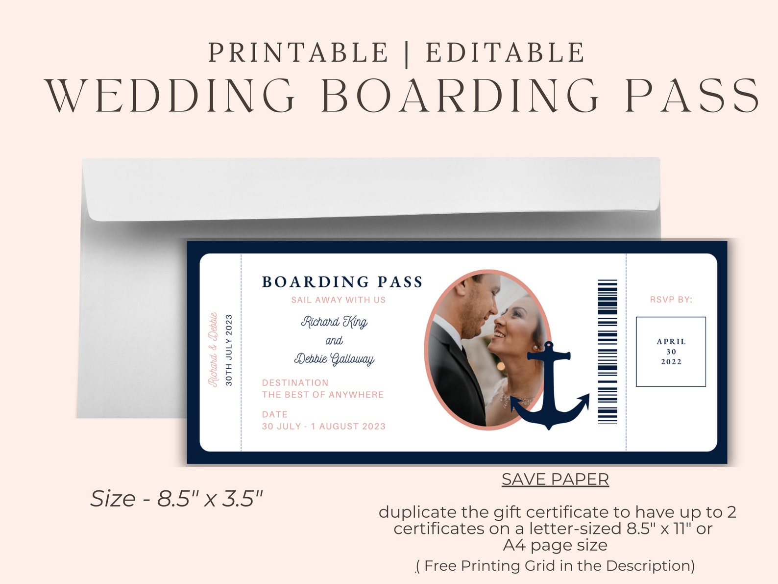 Boarding Pass Invite | Editable Boarding Pass Template | Destination ...