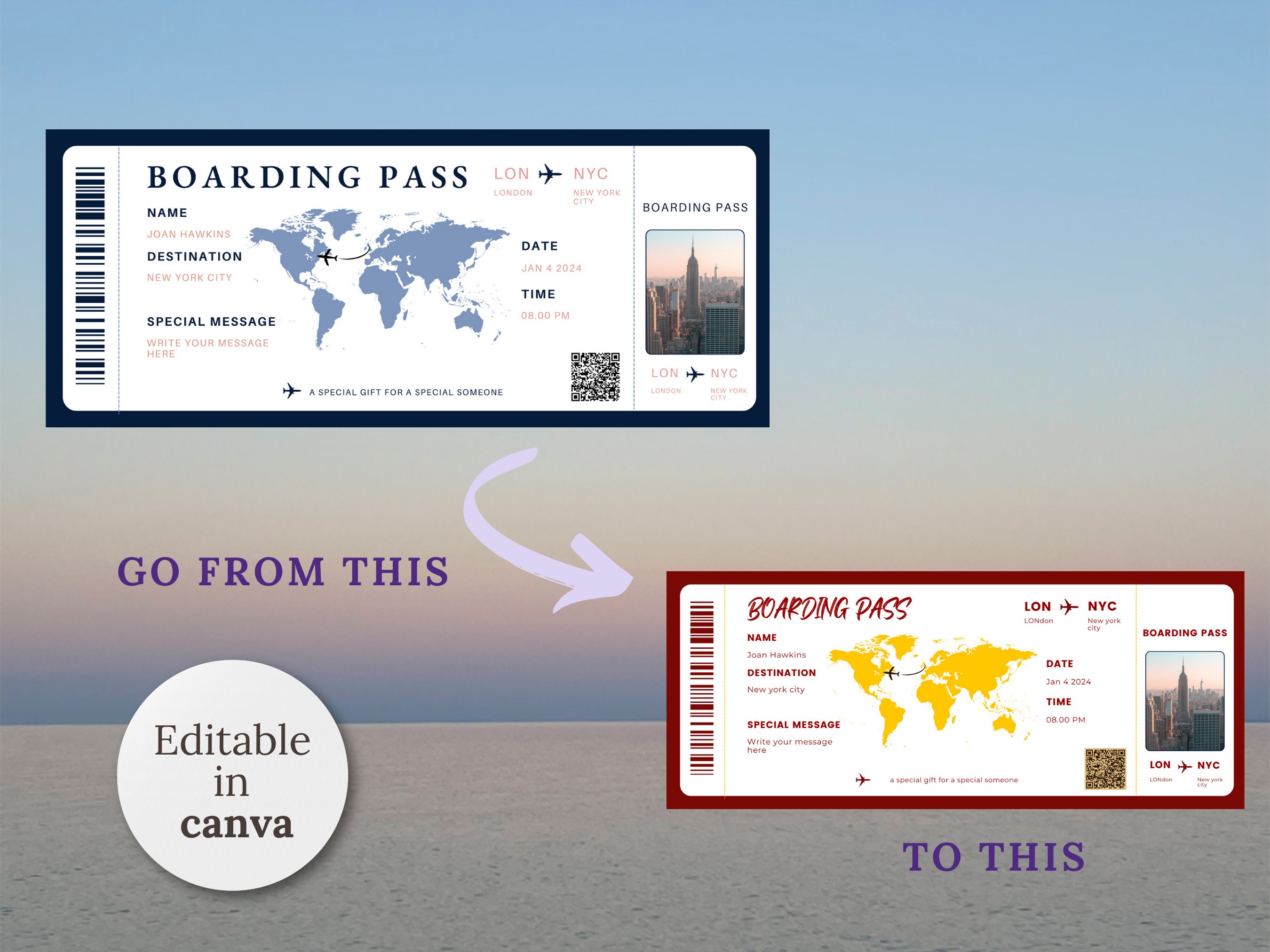 DIY Boarding Pass Template | Romantic Valentine's Day Gift | Printable ...