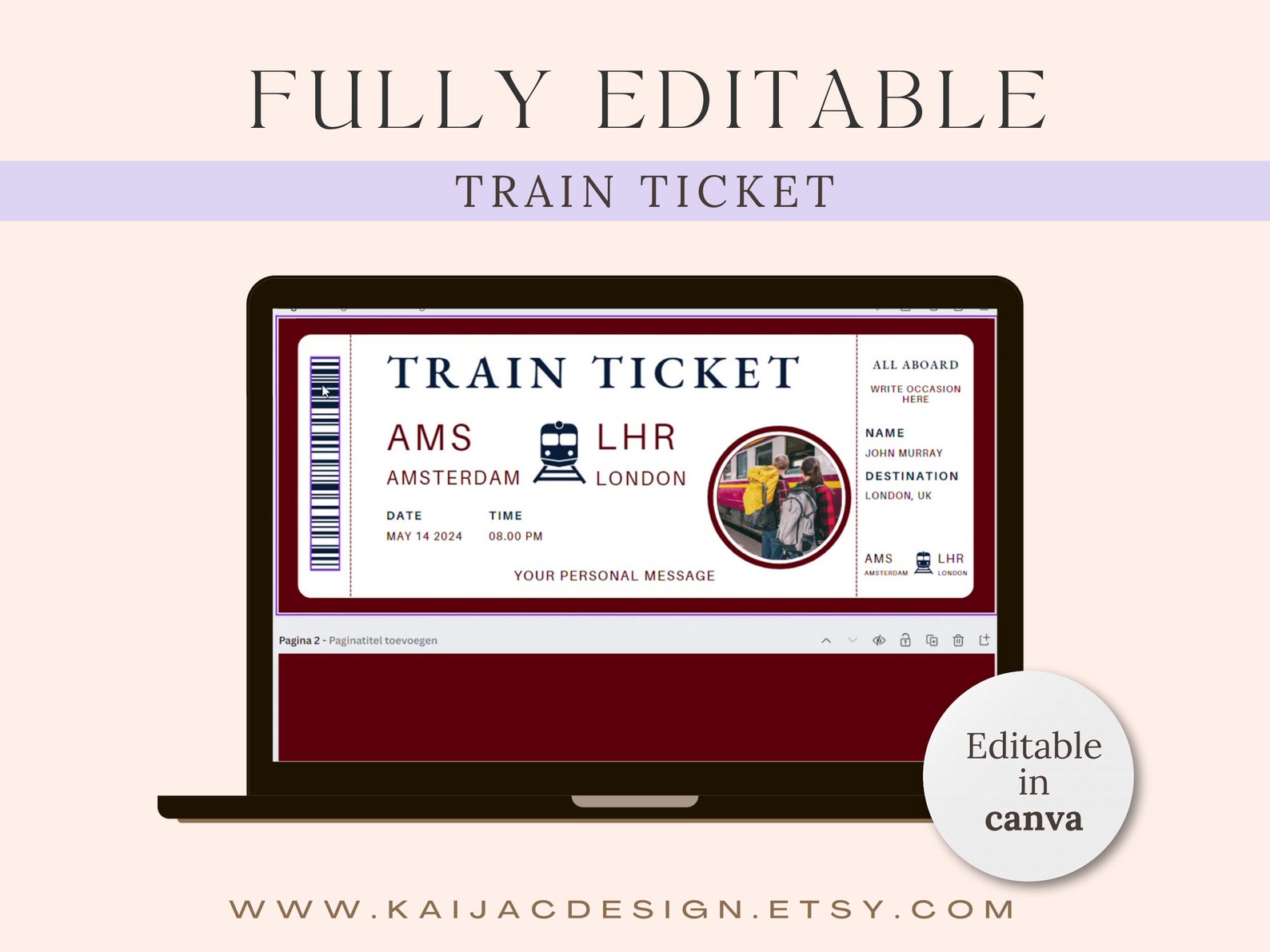 Train Ticket Red | Boarding Pass Train Voucher | Personalise Gift ...