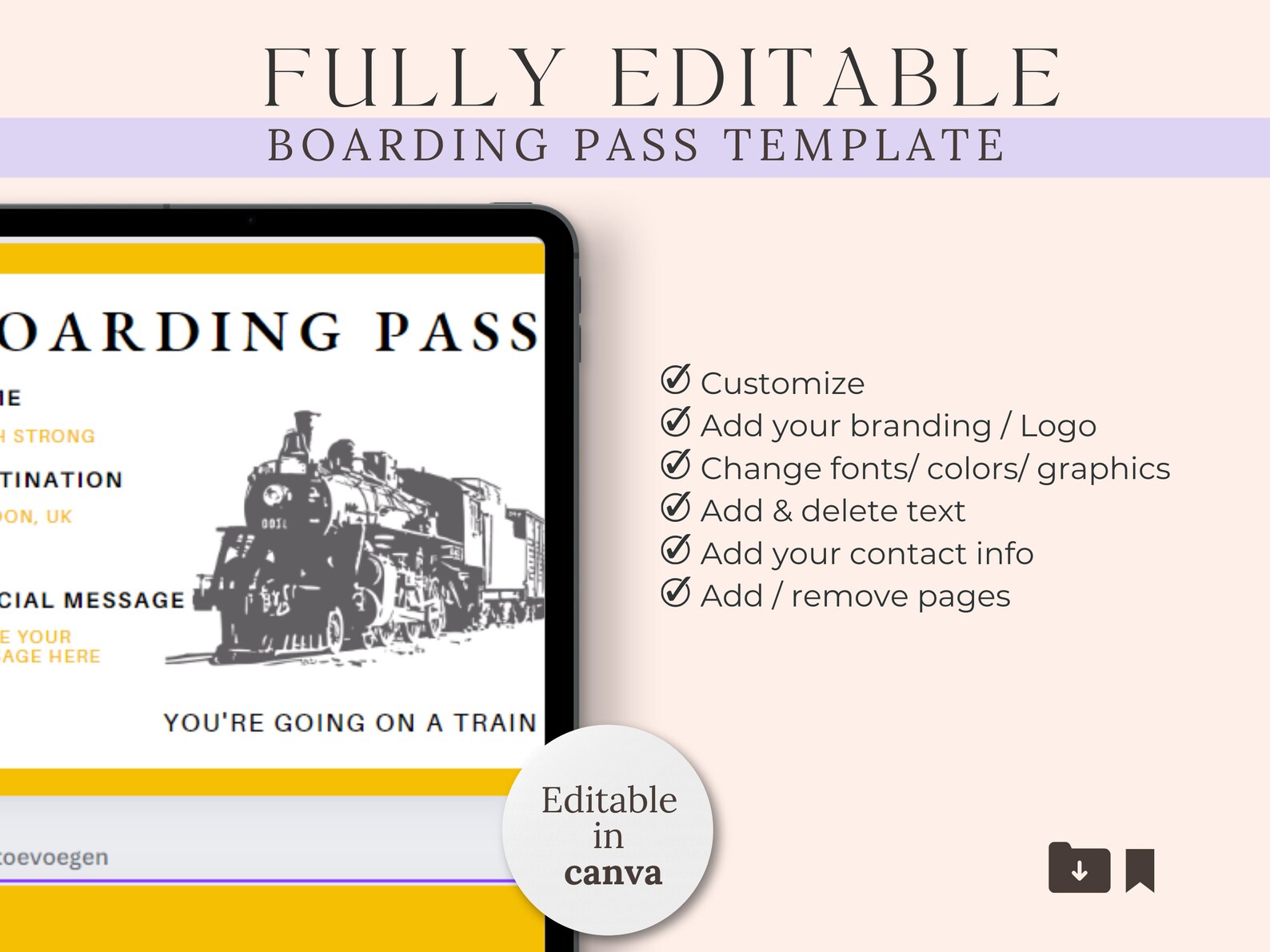 Boarding Pass Train Voucher | Personalise Gift Certificate Template ...