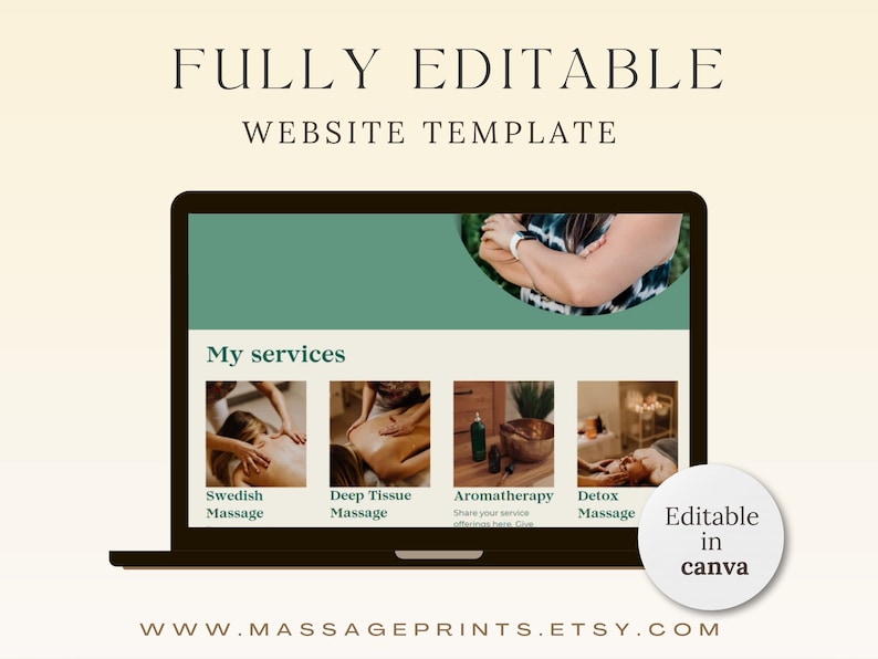 Massage Website Template | Business Website Template | Editable Canva ...
