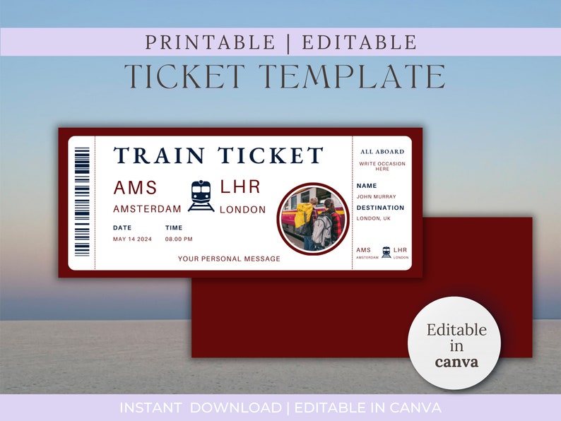 Train Ticket Red | Boarding Pass Train Voucher | Personalise Gift ...