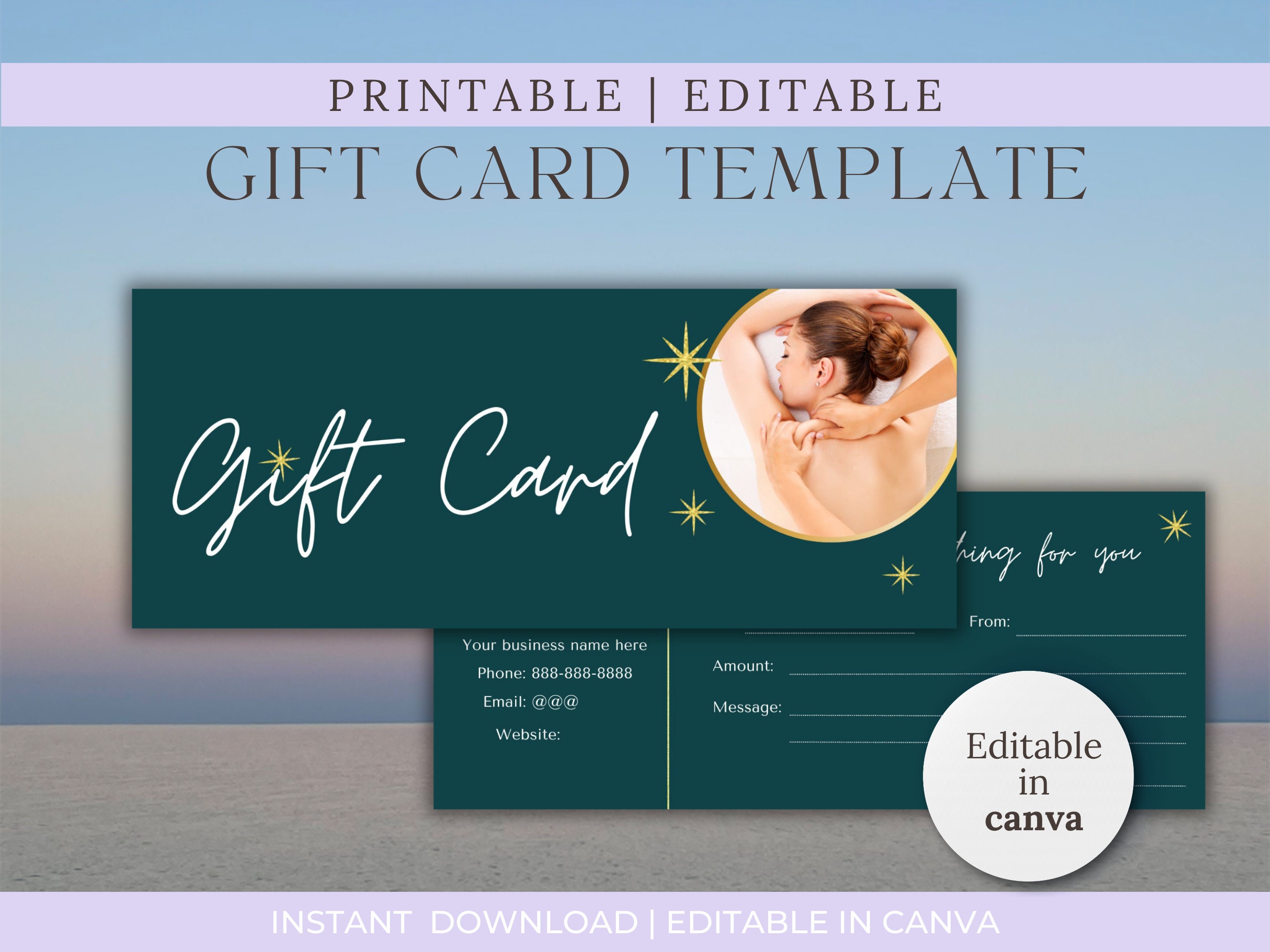 Editable Massage Gift Certificate | Massage Printable Gift Card | Spa ...