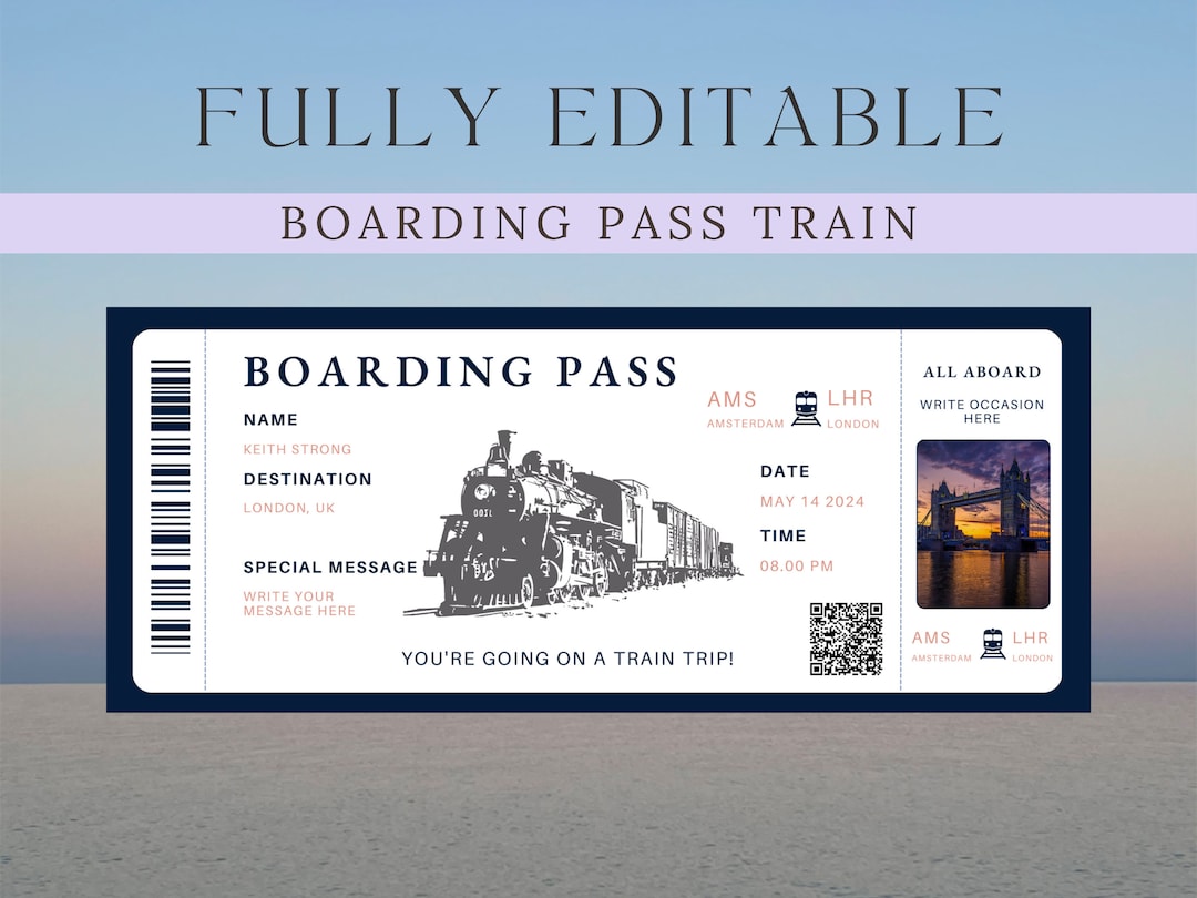 Train Boarding Pass Template: Personalized Travel Gift (digital ...