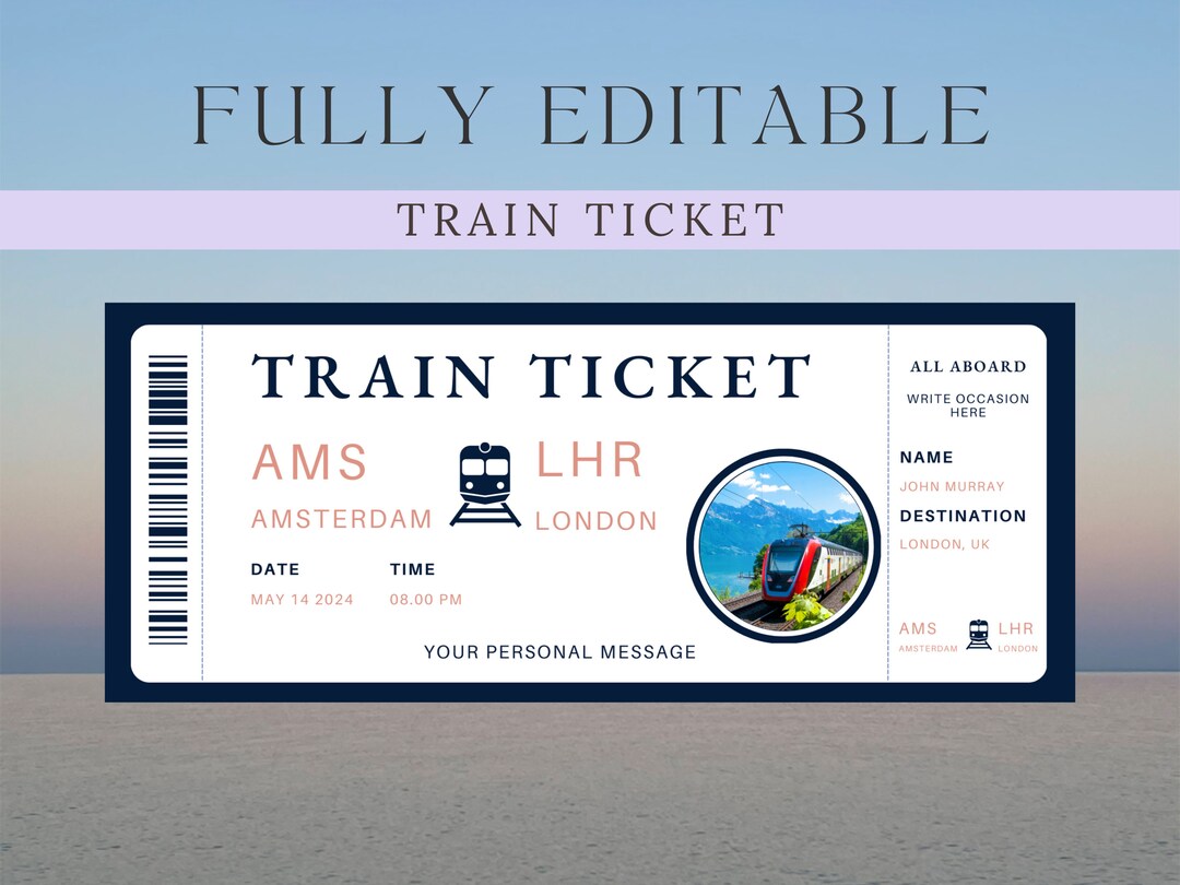 Train Ticket | Boarding Pass Train Voucher | Personalise Gift ...