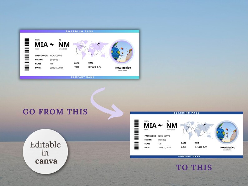 Editable Boarding Pass Template: Surprise Trip Ticket (canva) - Etsy