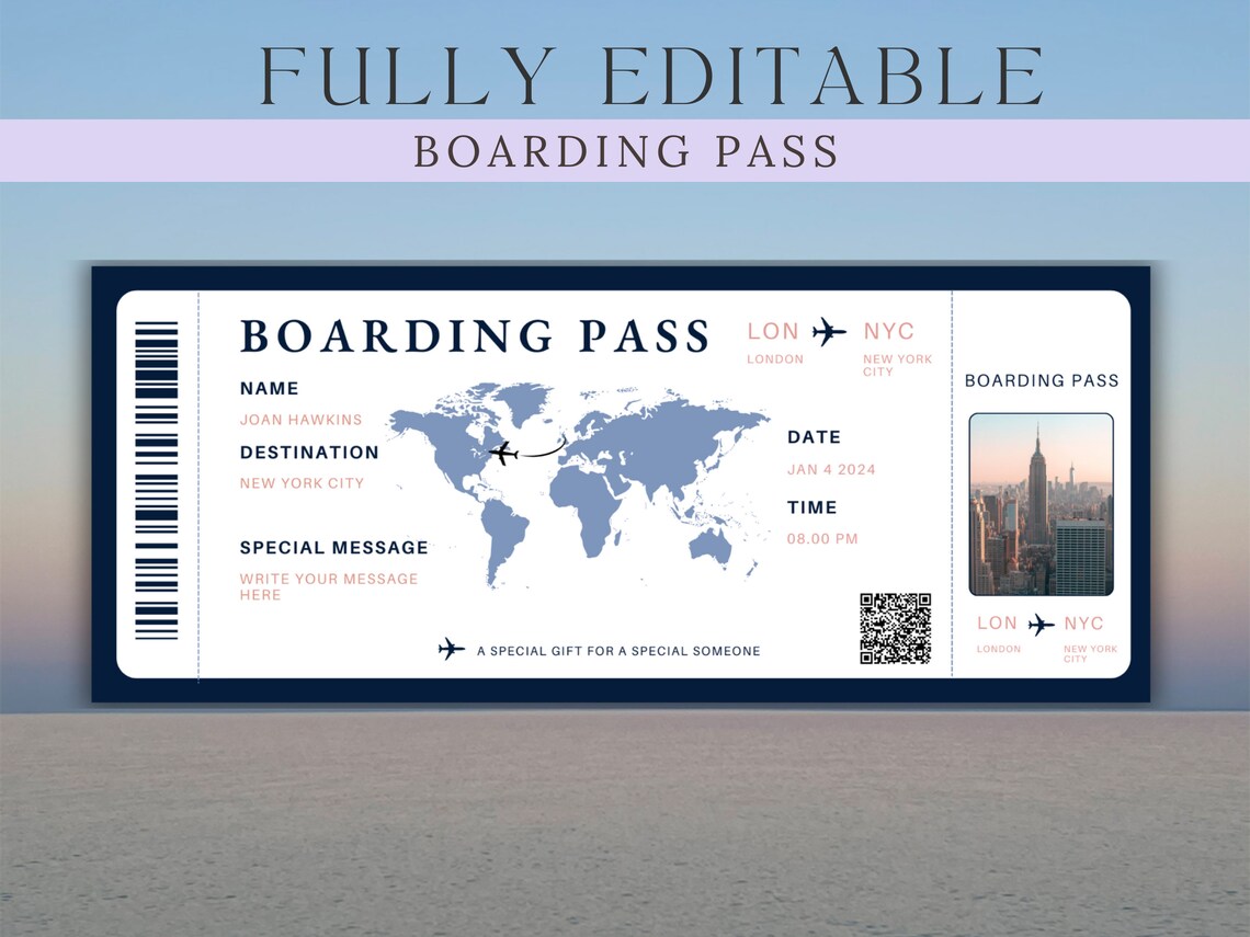 DIY Boarding Pass Template Romantic Valentine's Day Gift Printable ...