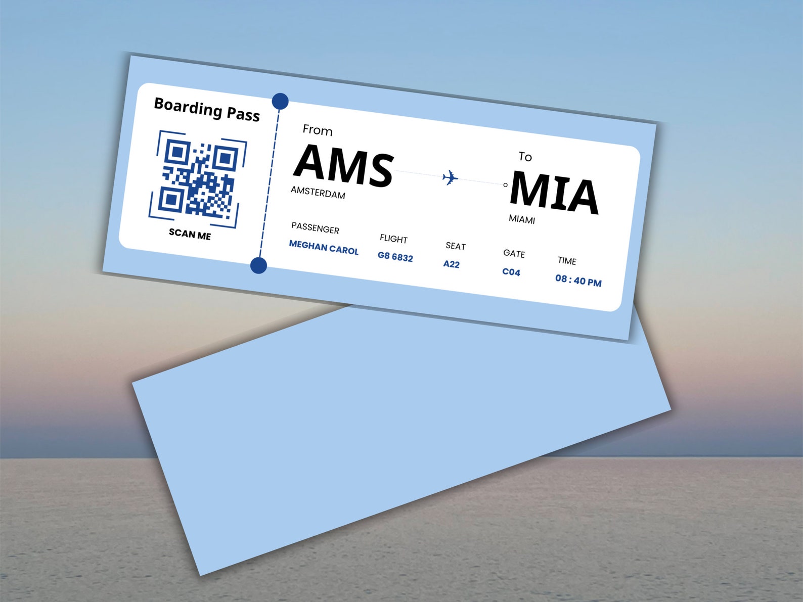 Boarding Pass Template With Editable QR Code Editable Boarding Pass ...