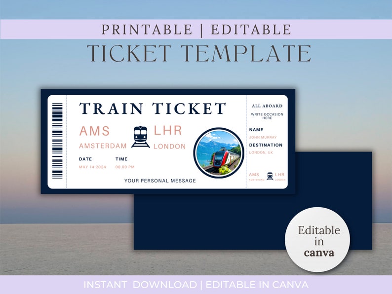 Train Ticket | Boarding Pass Train Voucher | Personalise Gift ...