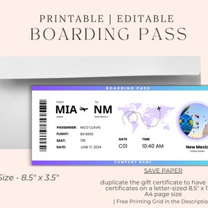 Boarding Pass Template | Editable Business Boarding Pass | Printable ...