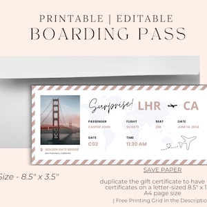 DIY Boarding Pass Template | Editable Boarding Pass Gift | Printable ...