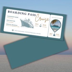 Editable Cruise Boarding Pass Template: Surprise Vacation Gift (canva ...