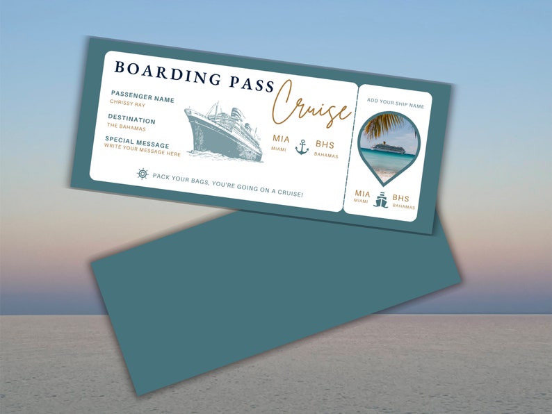 Editable Cruise Boarding Pass Template: Surprise Vacation Gift (canva ...