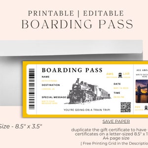 Train Boarding Pass Template: Personalized Travel Gift (digital Download) - Etsy