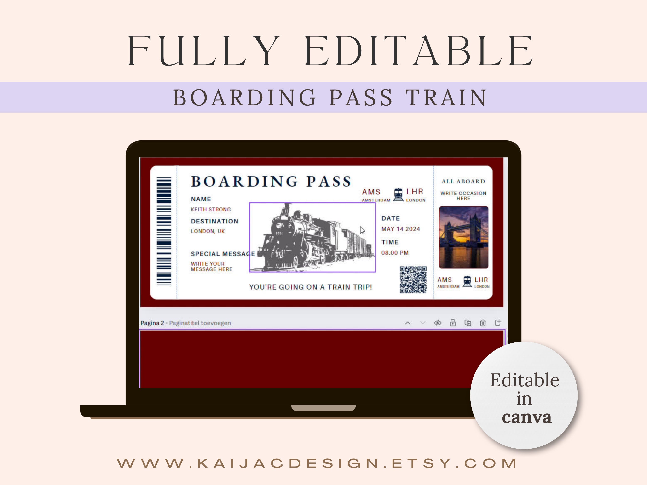 Boarding Pass Train Voucher | Personalise Gift Certificate Template ...