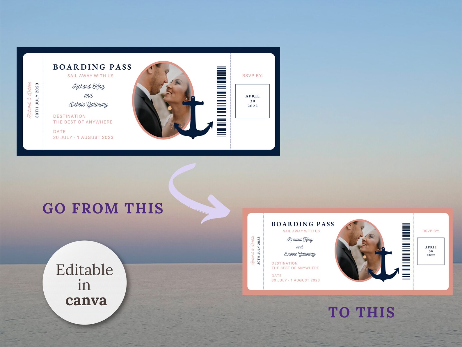 Boarding Pass Invite | Editable Boarding Pass Template | Destination ...