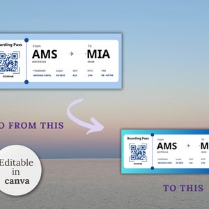 Boarding Pass Template With Editable QR Code | Editable Boarding Pass ...