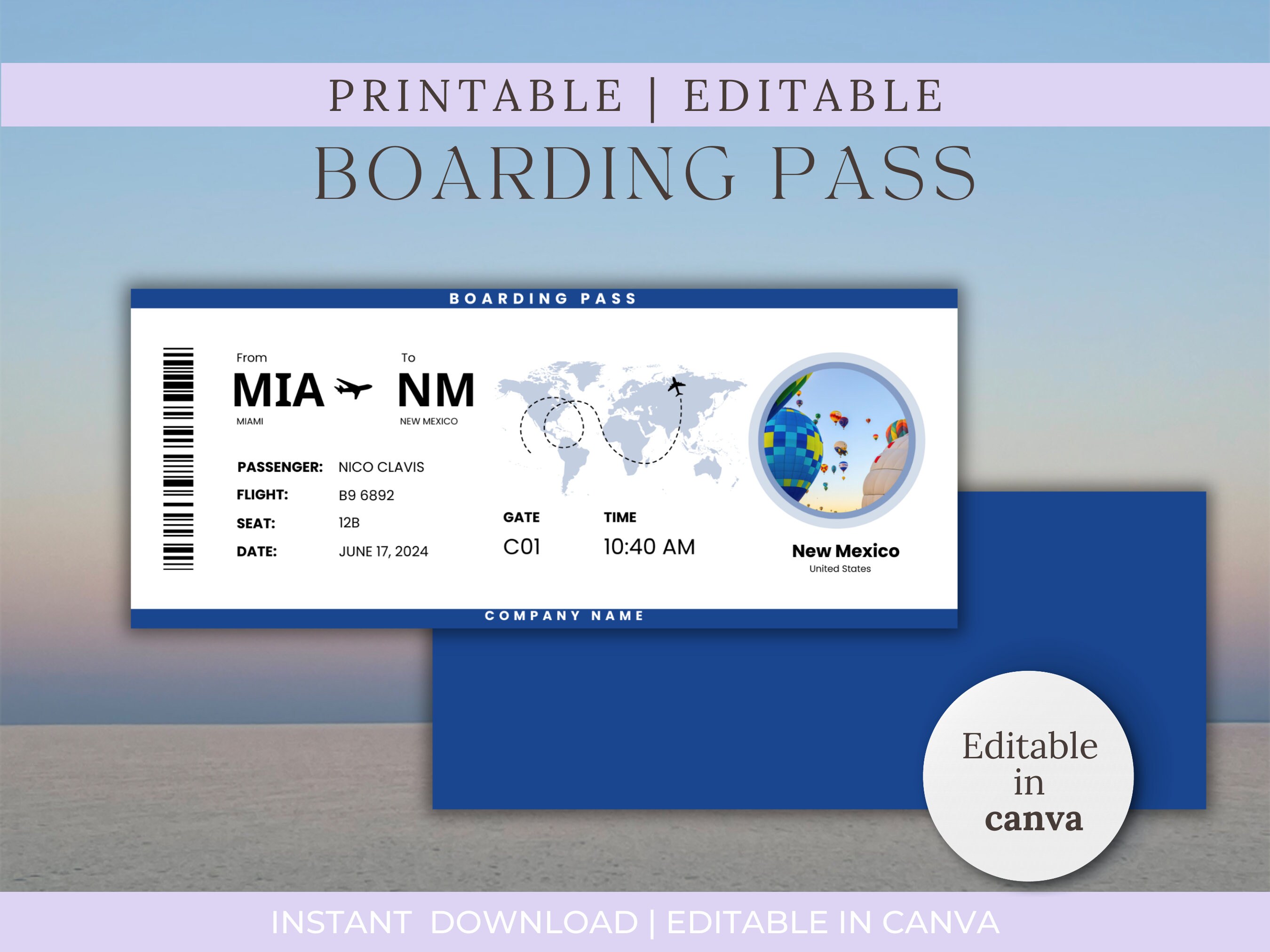 Boarding Pass Template | Editable Boarding Pass Gift | Printable ...