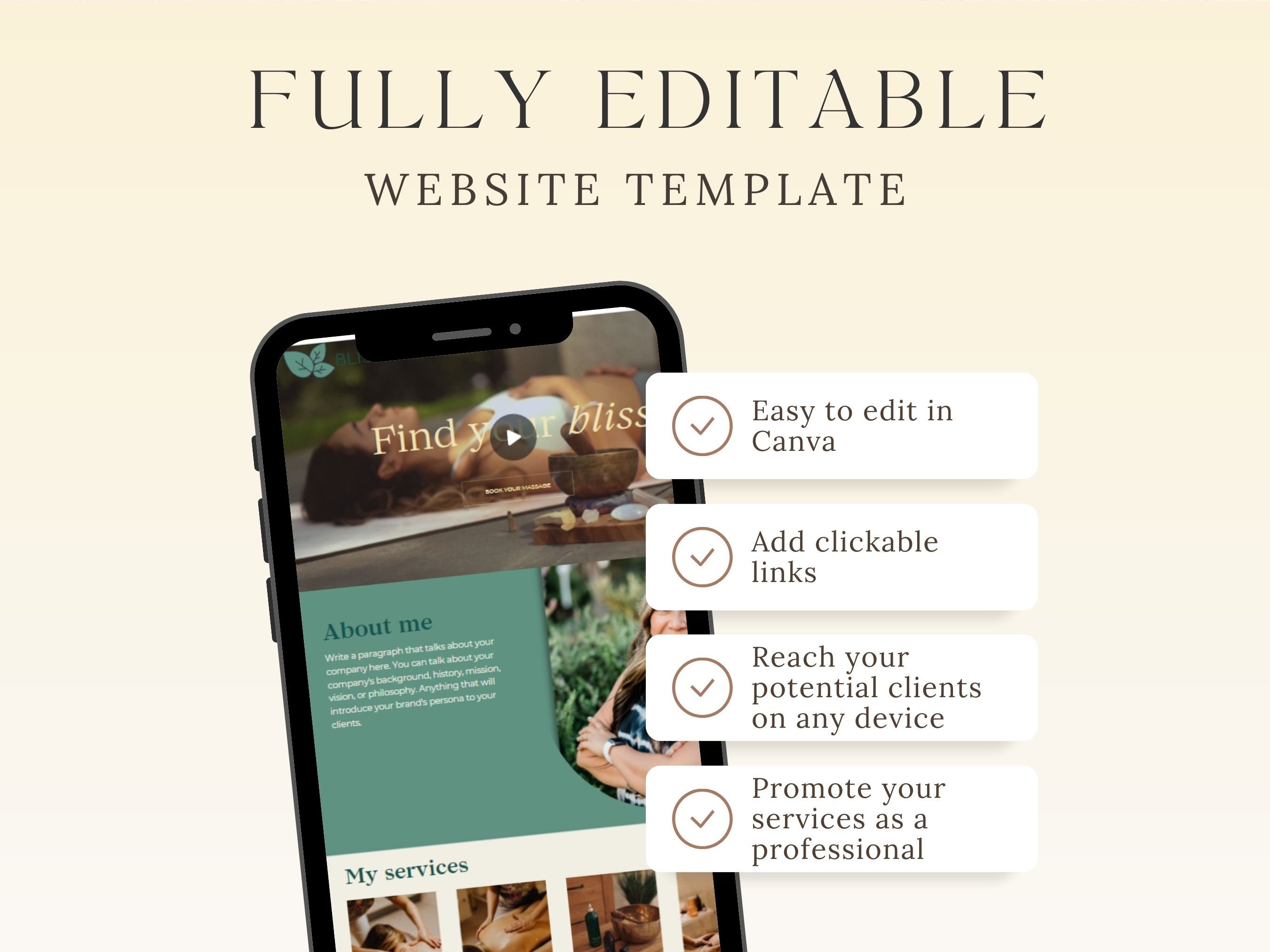 Massage Website Template | Business Website Template | Editable Canva ...