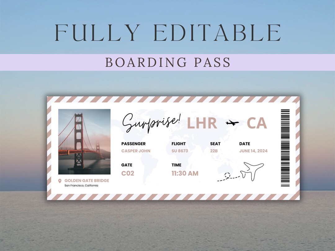 DIY Boarding Pass Template | Editable Boarding Pass Gift | Printable ...