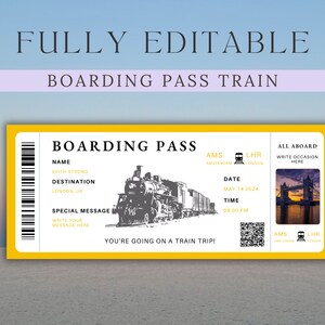 Boarding Pass Train Voucher | Personalise Gift Certificate Template ...