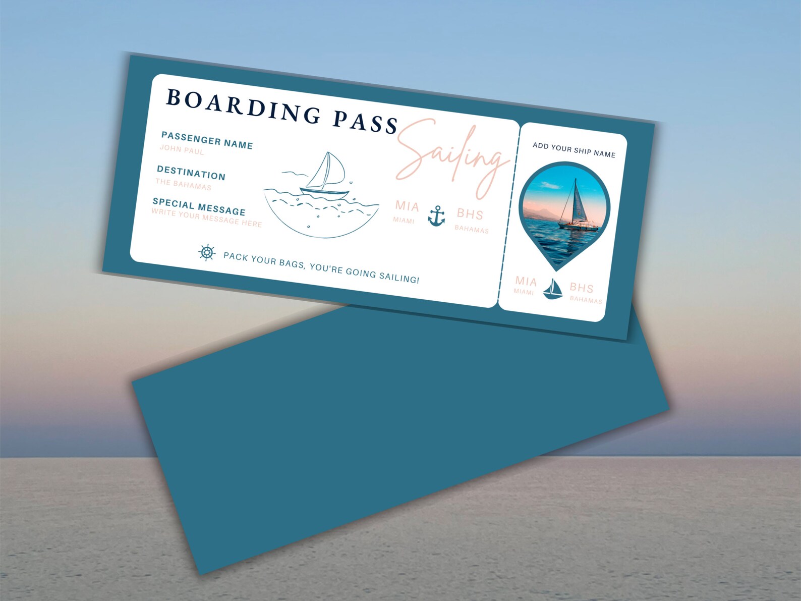 Sailing Boarding Pass Ticket: Surprise Vacation Gift (editable, Digital ...