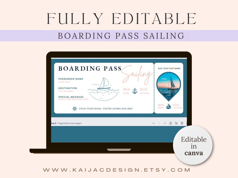 Sailing Boarding Pass Ticket: Surprise Vacation Gift (editable, Digital ...