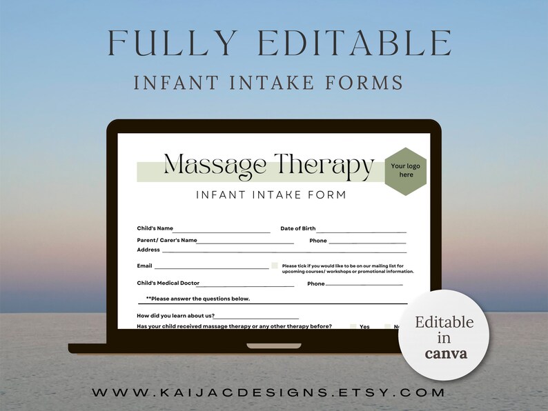 Infant Massage Intake Form Template: Editable Consent Forms (digital ...