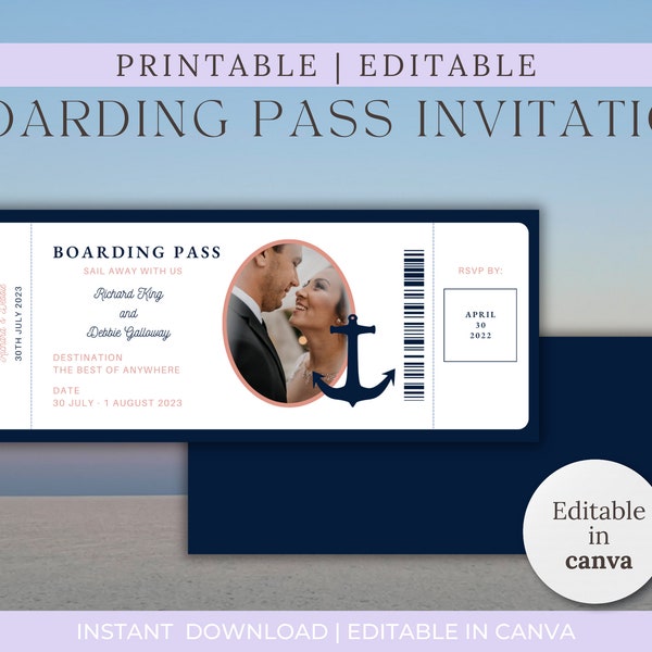 Boat Boarding Pass Wedding Invite Template - Etsy