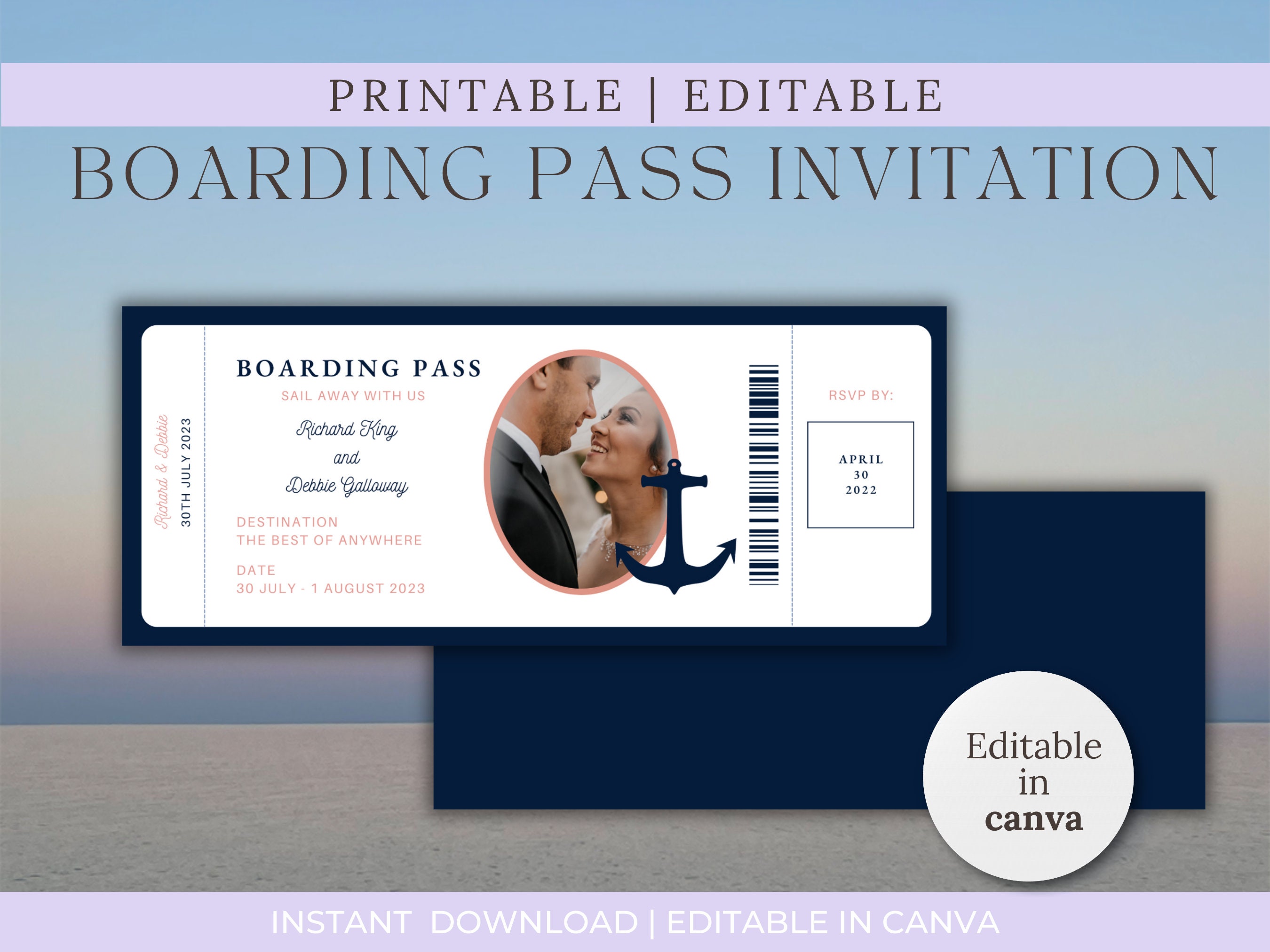 Boarding Pass Invite | Editable Boarding Pass Template | Destination ...