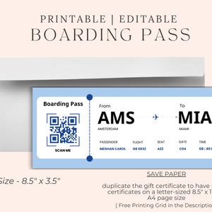 Boarding Pass Template With Editable QR Code | Editable Boarding Pass ...