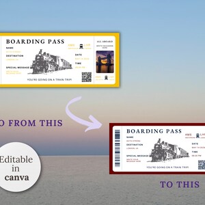 Train Boarding Pass Template: Personalized Travel Gift (digital ...