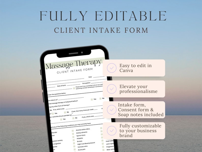Massage Client Forms: Intake, Consent & Soap Notes (canva Template) - Etsy